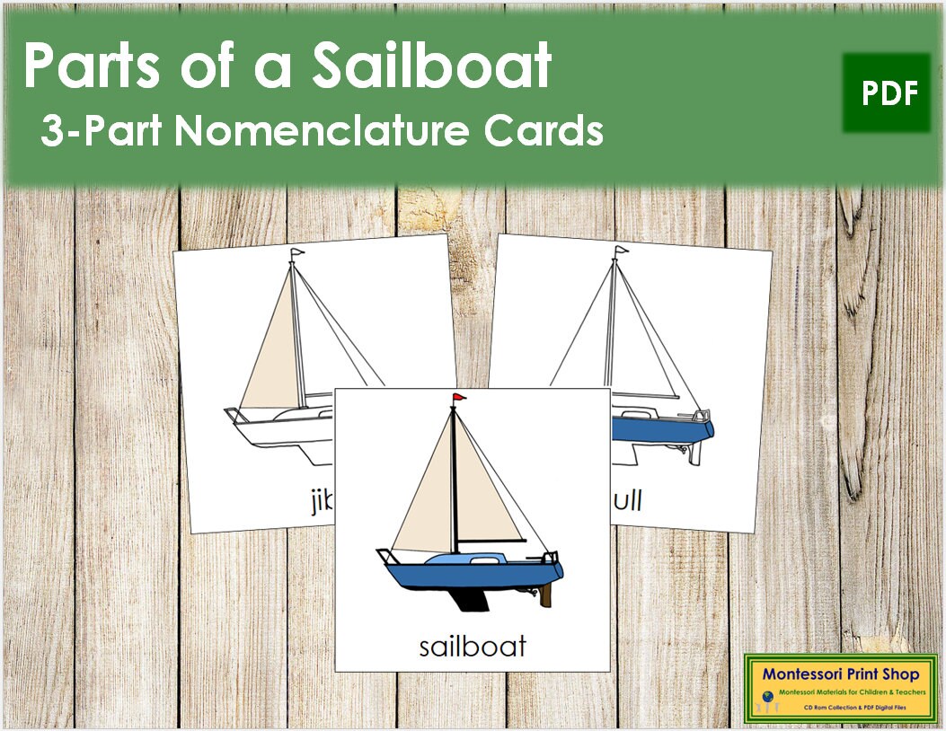 Parts of a Sailboat Nomenclature 3-part Cards Printable - Etsy