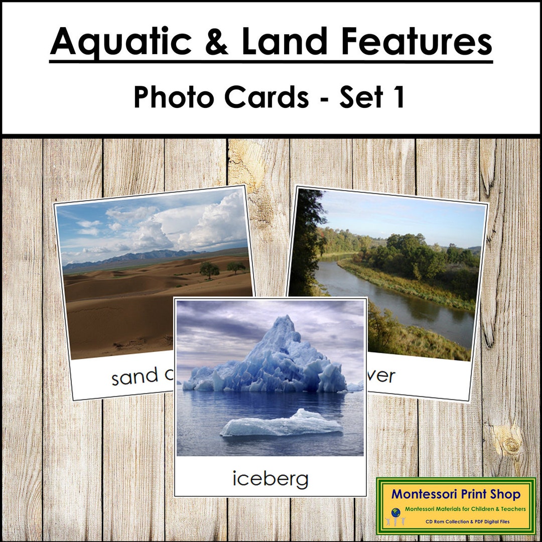 Aquatic & Land Features 3-part Cards Set 1 - Geography - Printable ...