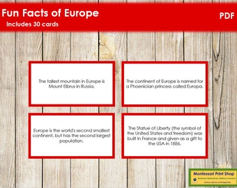 Culture of Europe color-coded Montessori Continent Cards | Etsy