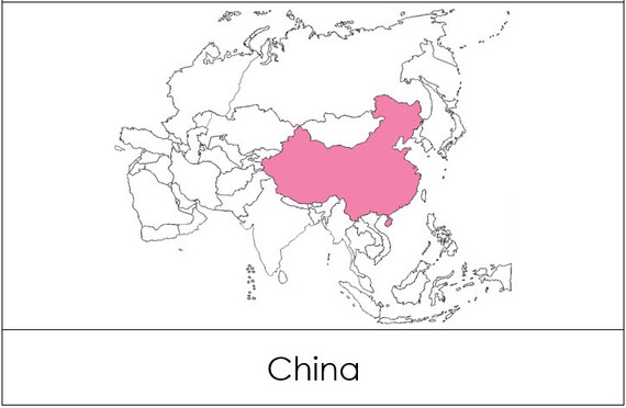 Printable Montessori Materials - Geography Red Asia Flashcards Digital ...