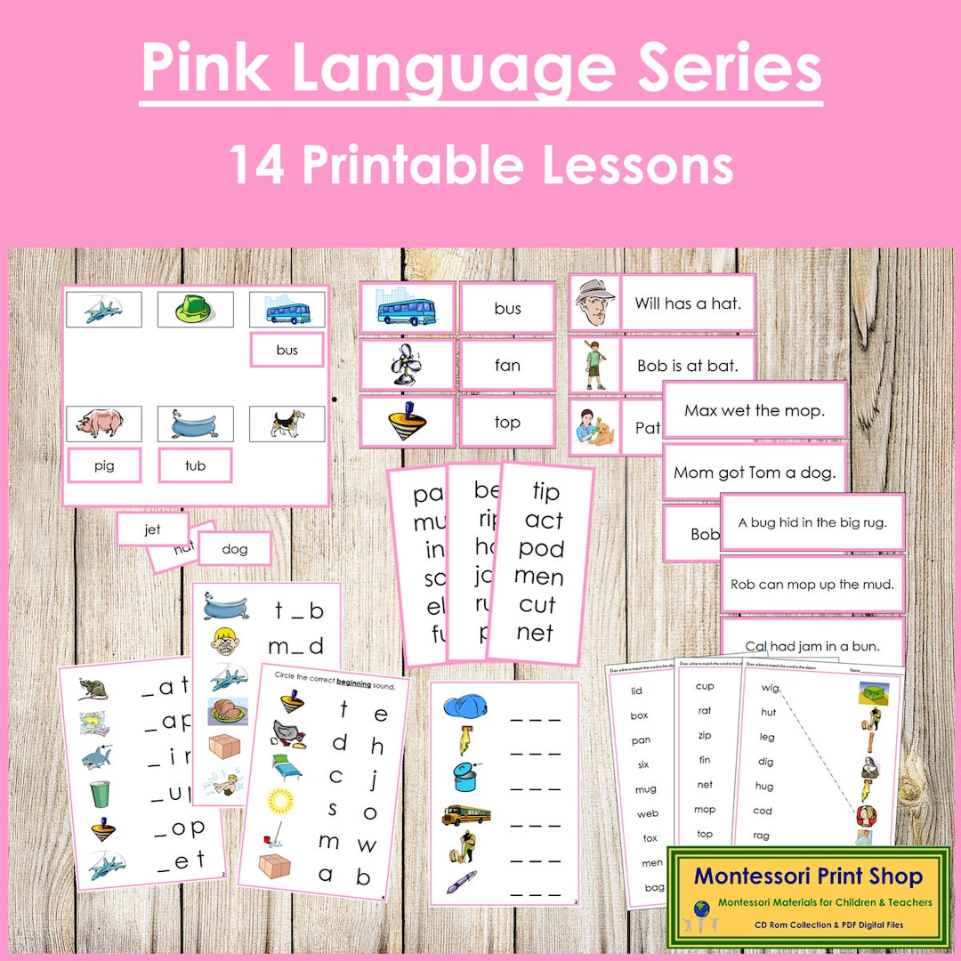Montessori Pink Phonetic Language Series Bundle [CLIPART] - Primary ...