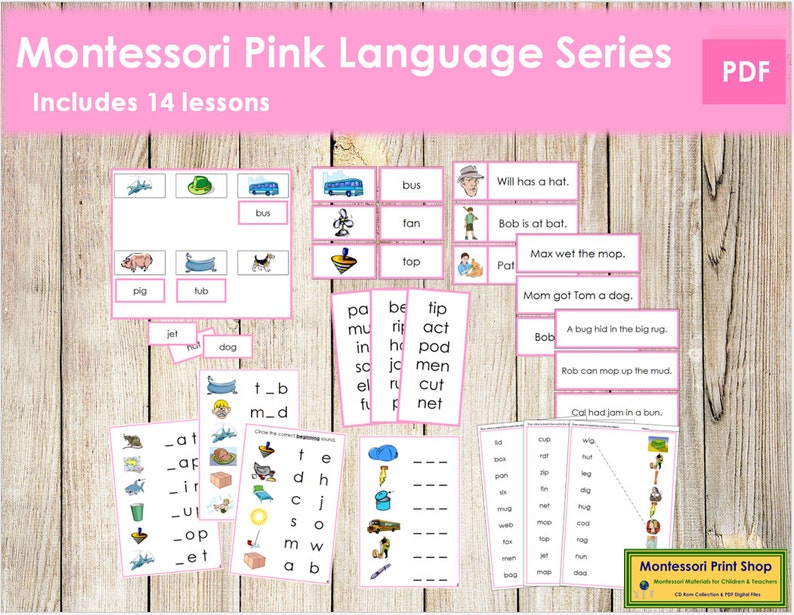 Montessori Pink Phonetic Language Series Bundle CLIPART - Etsy