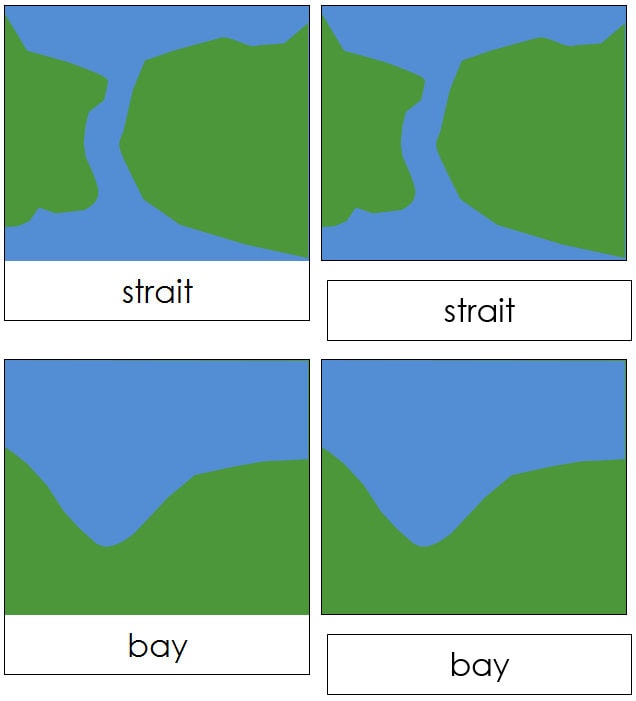 Simple Land & Water Form Cards b/g Montessori Geography - Etsy