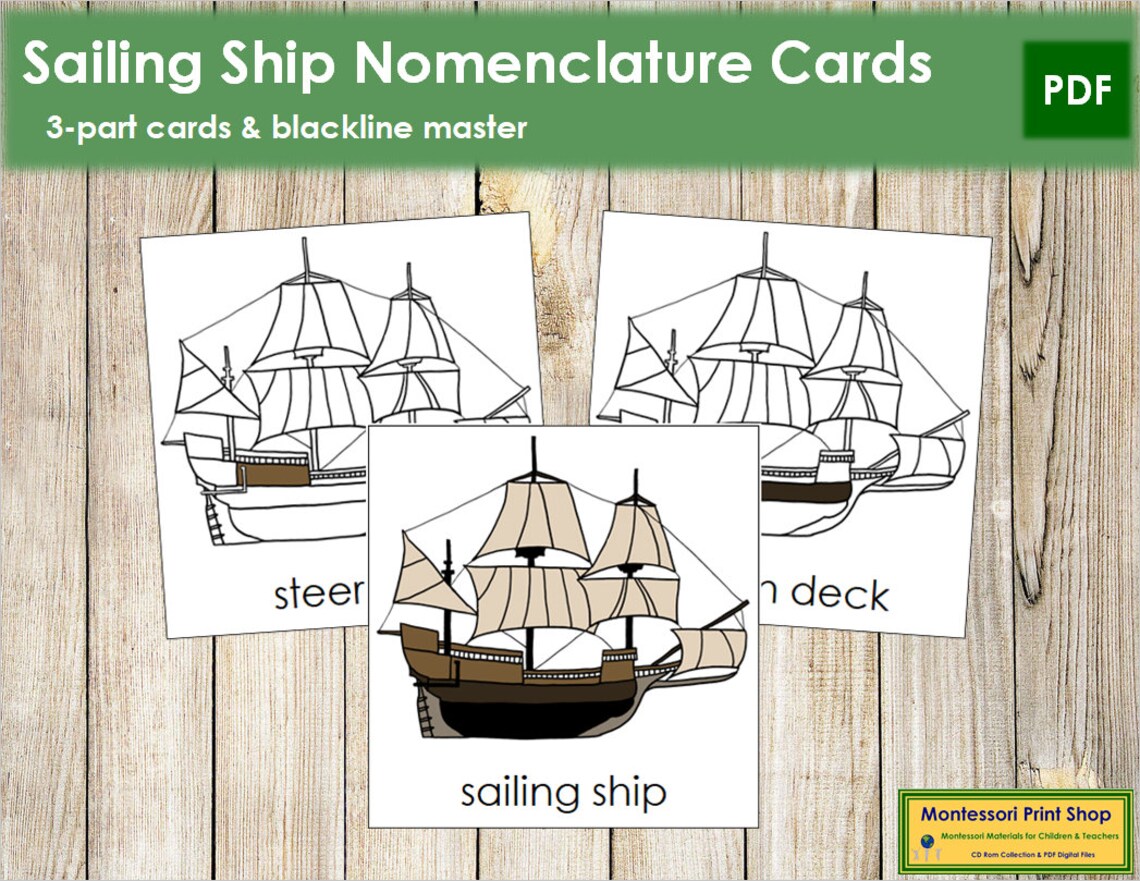 Parts of a Sailing Ship Nomenclature 3-part Cards Printable | Etsy Canada