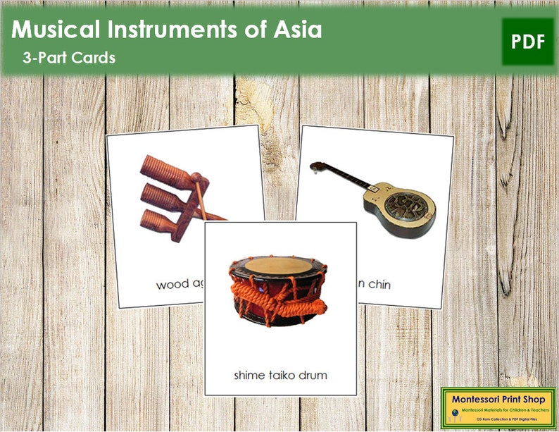 Musical Instruments of Asia Montessori Continent Cards | Etsy