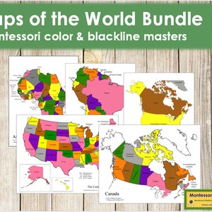 Montessori Maps of the World Bundle color-coded Geography - Etsy Canada
