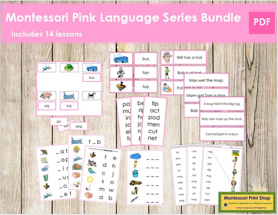 Montessori Pink Phonetic Language Series Bundle CLIPART | Etsy