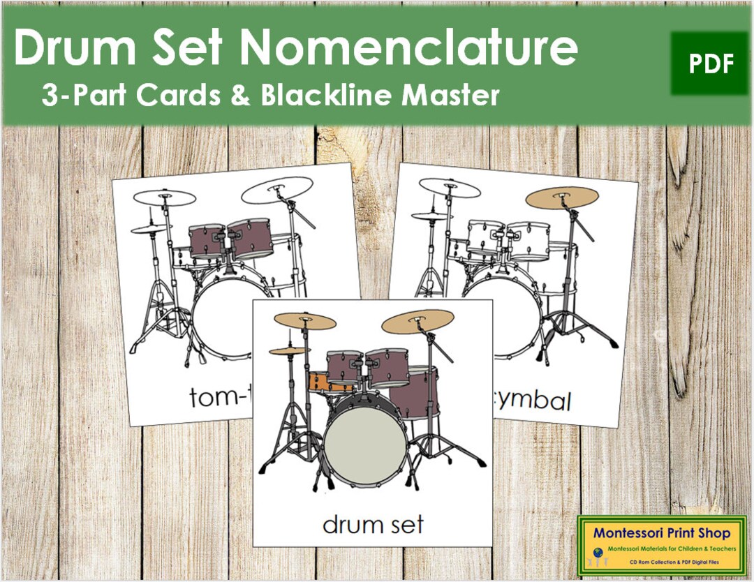 Parts of a Drum Set Nomenclature 3-part Cards Printable - Etsy
