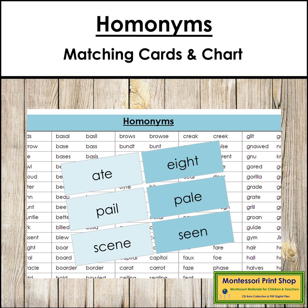 Homonyms (color-coded) - Montessori Grammar - Printable Montessori ...