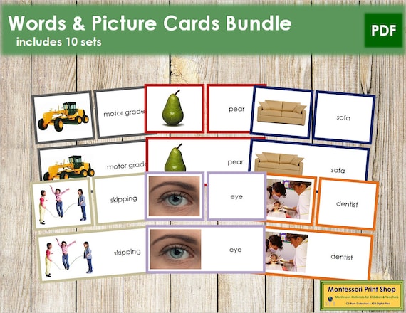 Words & Picture Cards Bundle Primary Language Printable | Etsy