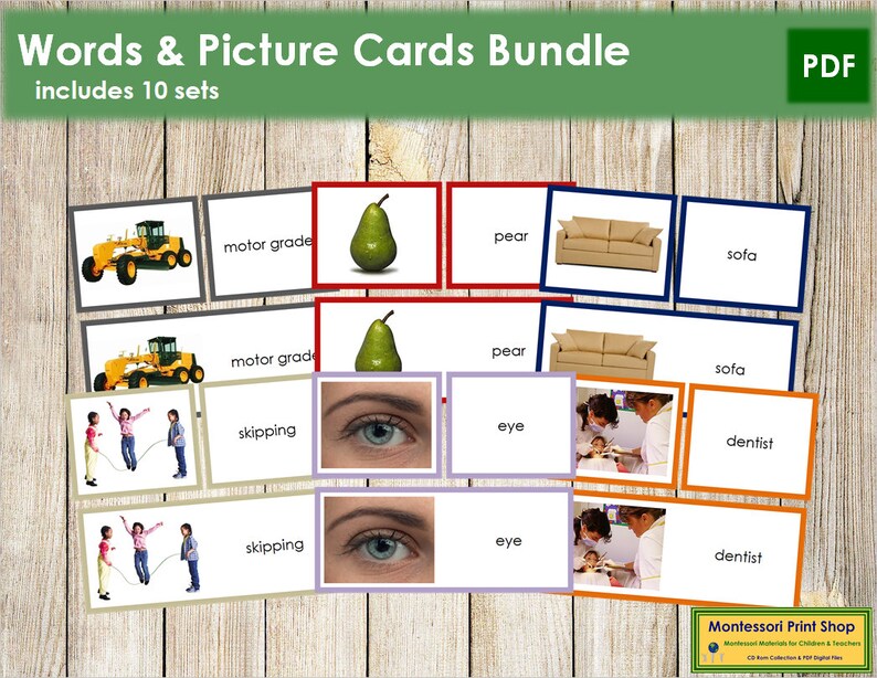 Words & Picture Cards Bundle Primary Language Printable | Etsy