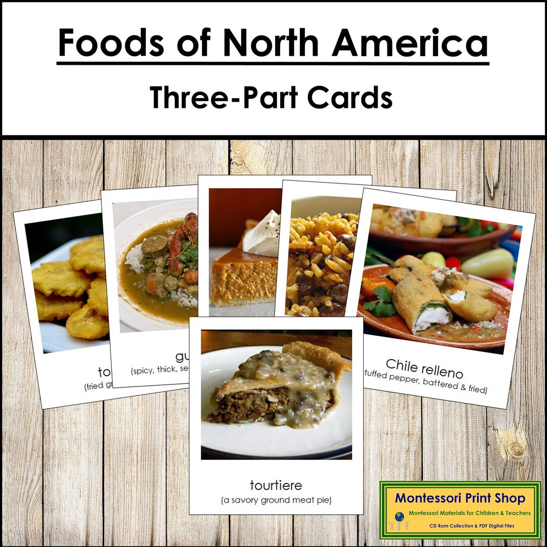 Montessori Foods of North America 3-part Cards - Geography Continent ...