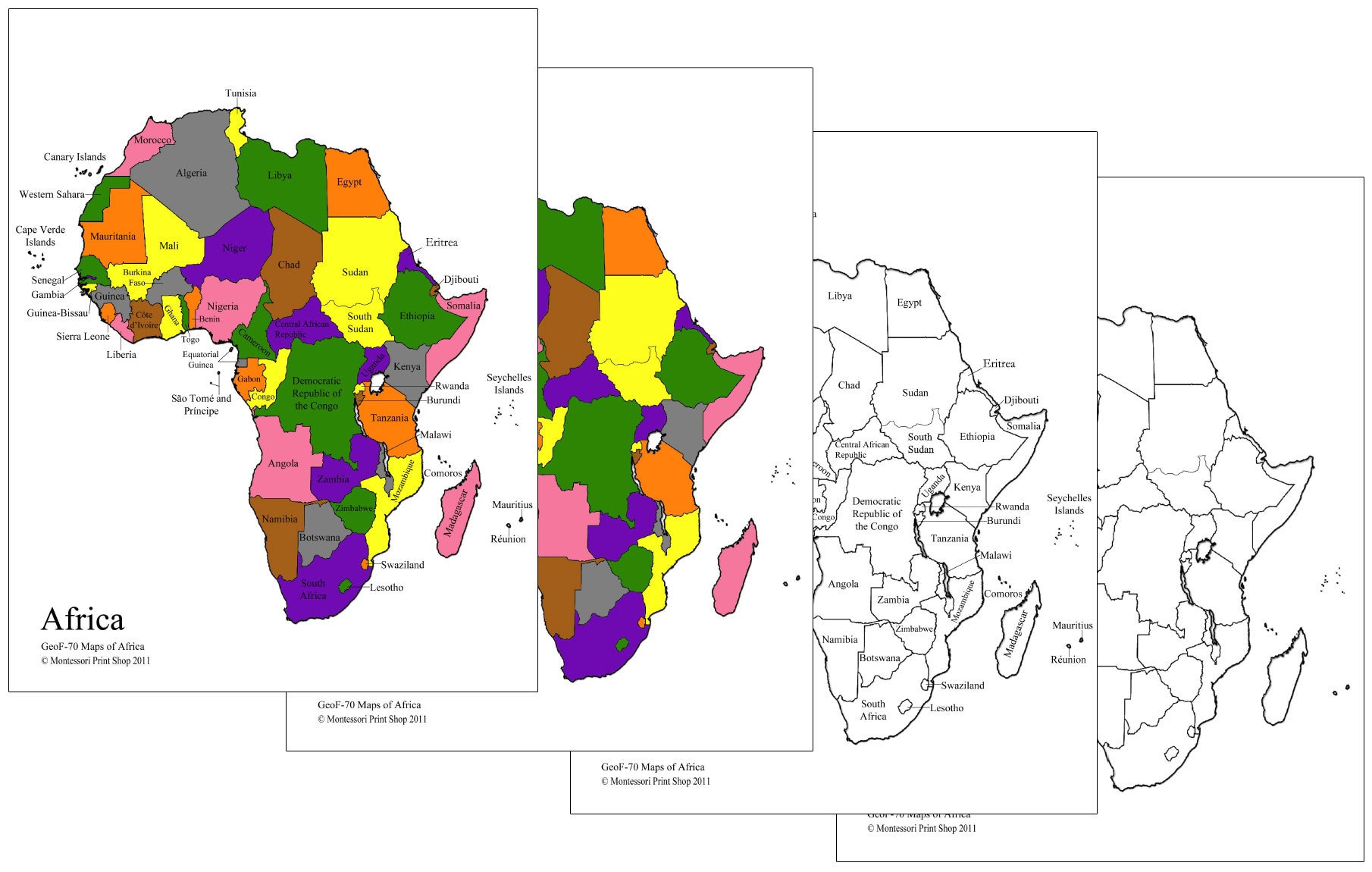 Montessori Maps of the World Bundle color-coded Geography | Etsy