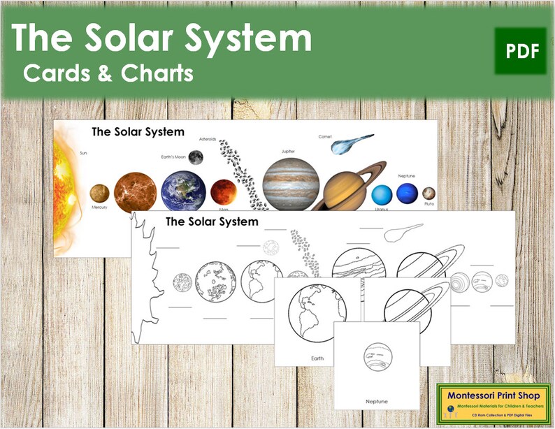 The Solar System Charts & Cards Printable Montessori - Etsy