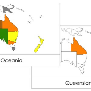 Australia/oceania Flashcards (montessori Color-code) - Geography ...