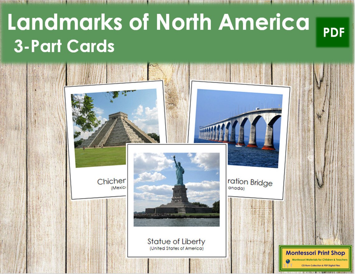 Landmarks of North America Montessori Continent Cards - Etsy