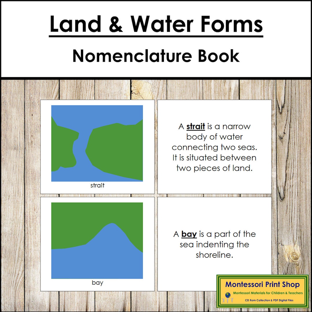 Montessori Simple Land & Water Forms Book - Geography (digital Download ...