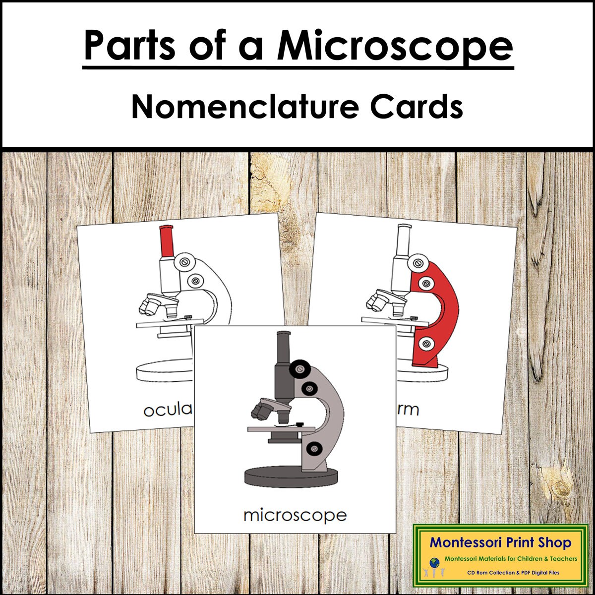 Parts of a Microscope Nomenclature 3-part Cards Science Printable ...