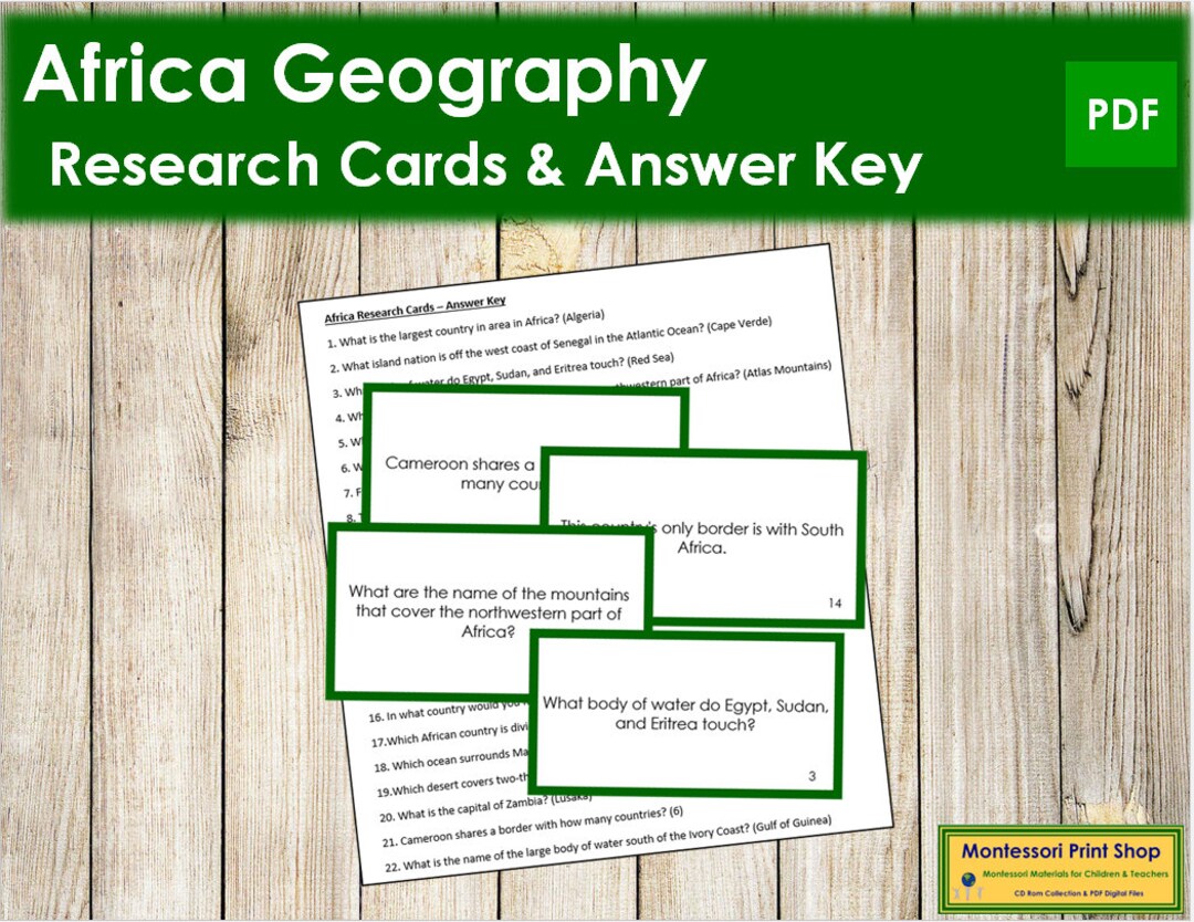 Africa Geography Research Cards color-coded Geography - Etsy Italia