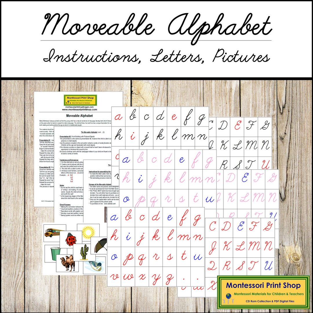 Montessori Moveable Alphabet With Instructions (cursive) - Primary ...