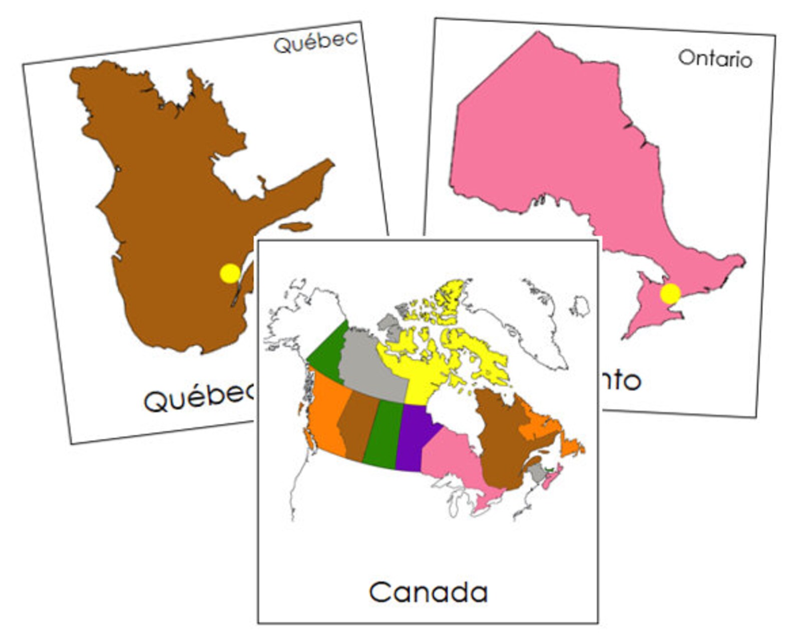 Capital Cities of Canada 3-part Cards color-coded Montessori Geography ...