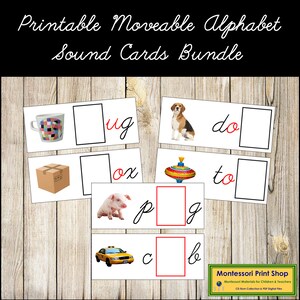 Montessori Cursive Moveable Alphabet Sound Cards Bundle [black & Red ...
