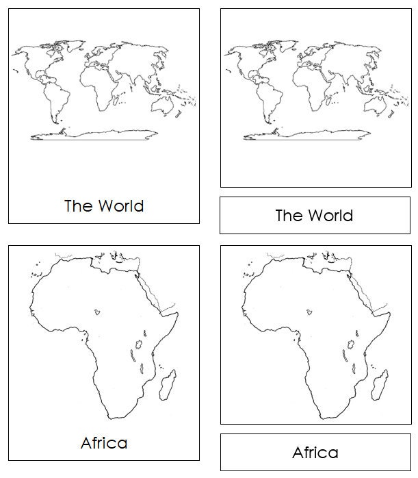 Continents of the World 3-part Cards Montessori Geography - Etsy