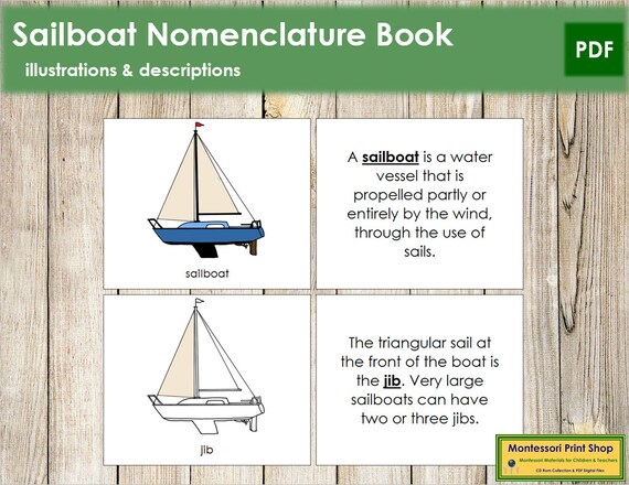 Parts of a Sailboat Nomenclature Book Printable Montessori | Etsy