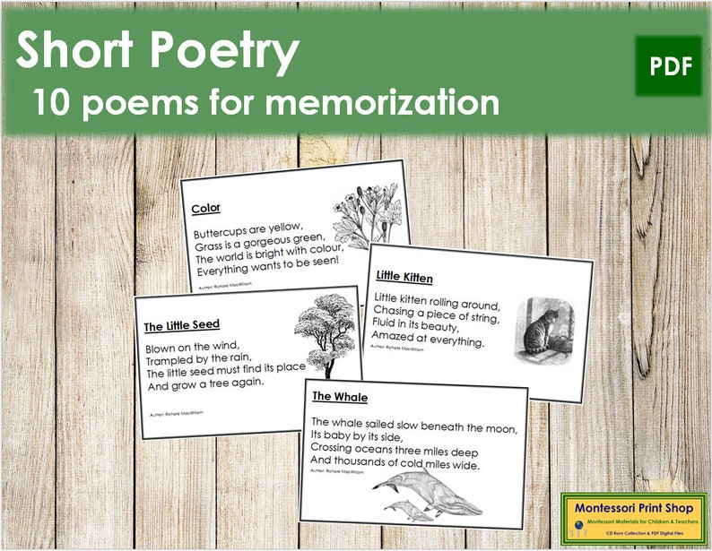 Short Poetry for Children memorization & Copywork - Etsy
