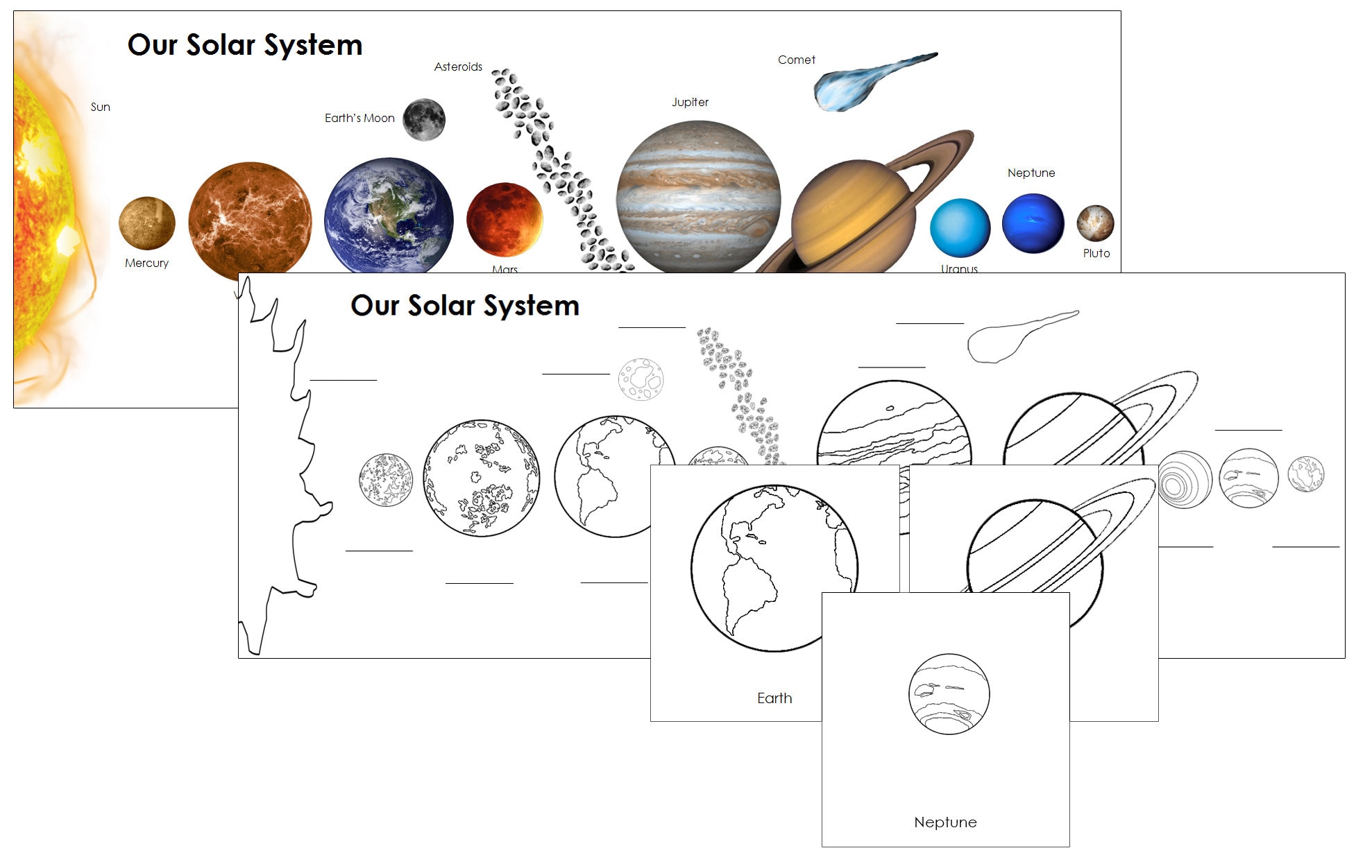 The Solar System Charts & Cards Printable Montessori - Etsy