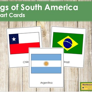 Flags of South America Montessori Continent Cards - Etsy