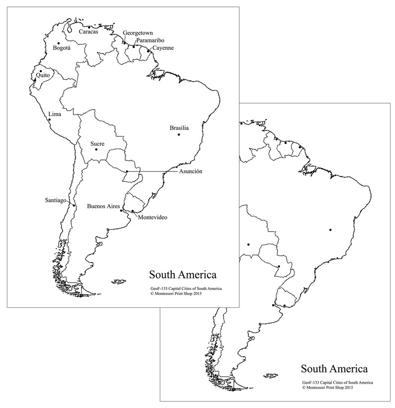 Capital Cities of South America Map [blackline Masters] - Montessori ...