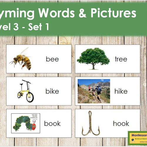 Rhyming Words & Pictures Level 3 Set 2 Montessori Language - Etsy