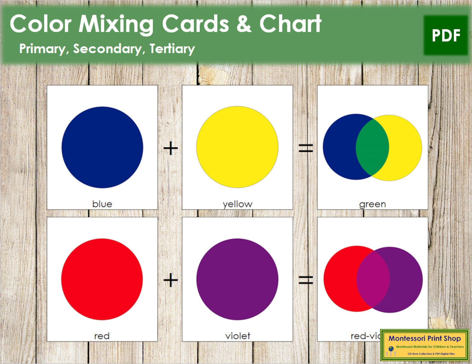 Color Mixing Cards & Chart Art Printable Montessori - Etsy