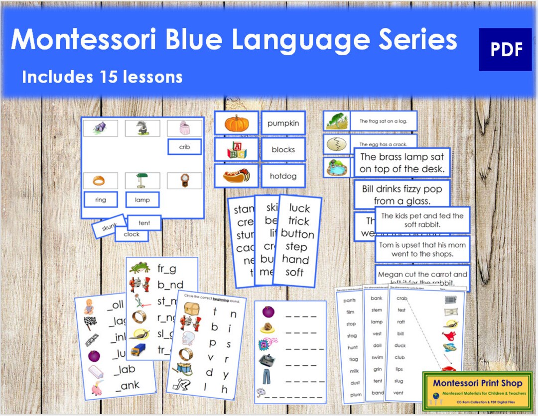 Montessori Blue Phonetic Language Series Bundle CLIPART - Etsy