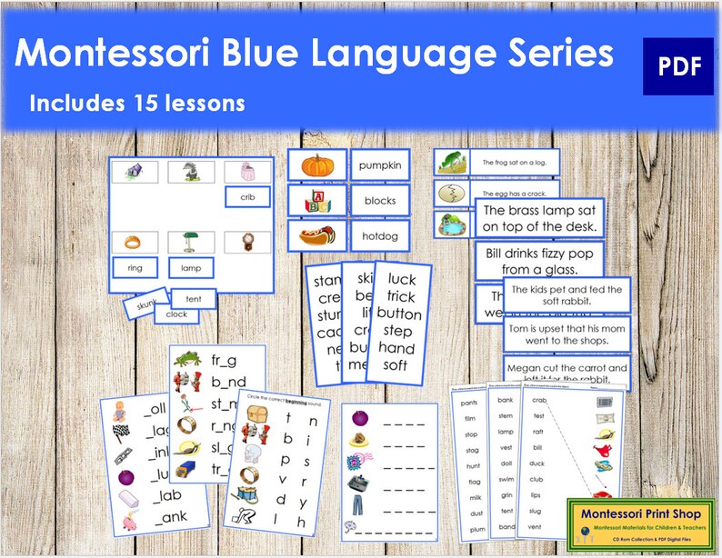 Montessori Blue Phonetic Language Series Bundle CLIPART - Etsy