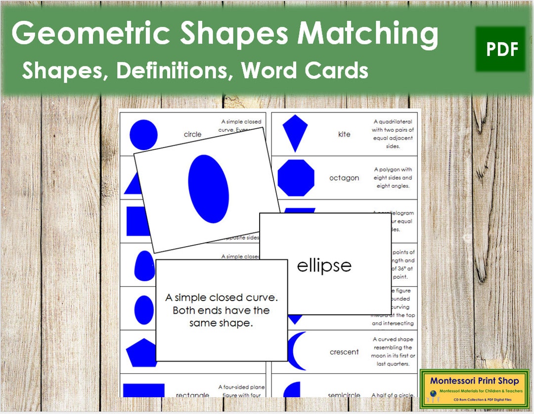 Geometric Shapes Matching Cards Primary Geometry Printable - Etsy
