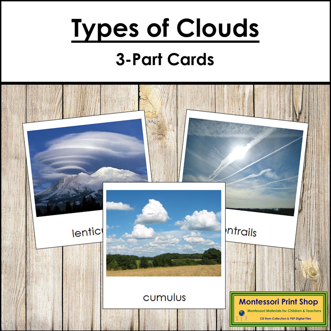 Types of Clouds Nomenclature 3-part Cards - Science - Printable ...