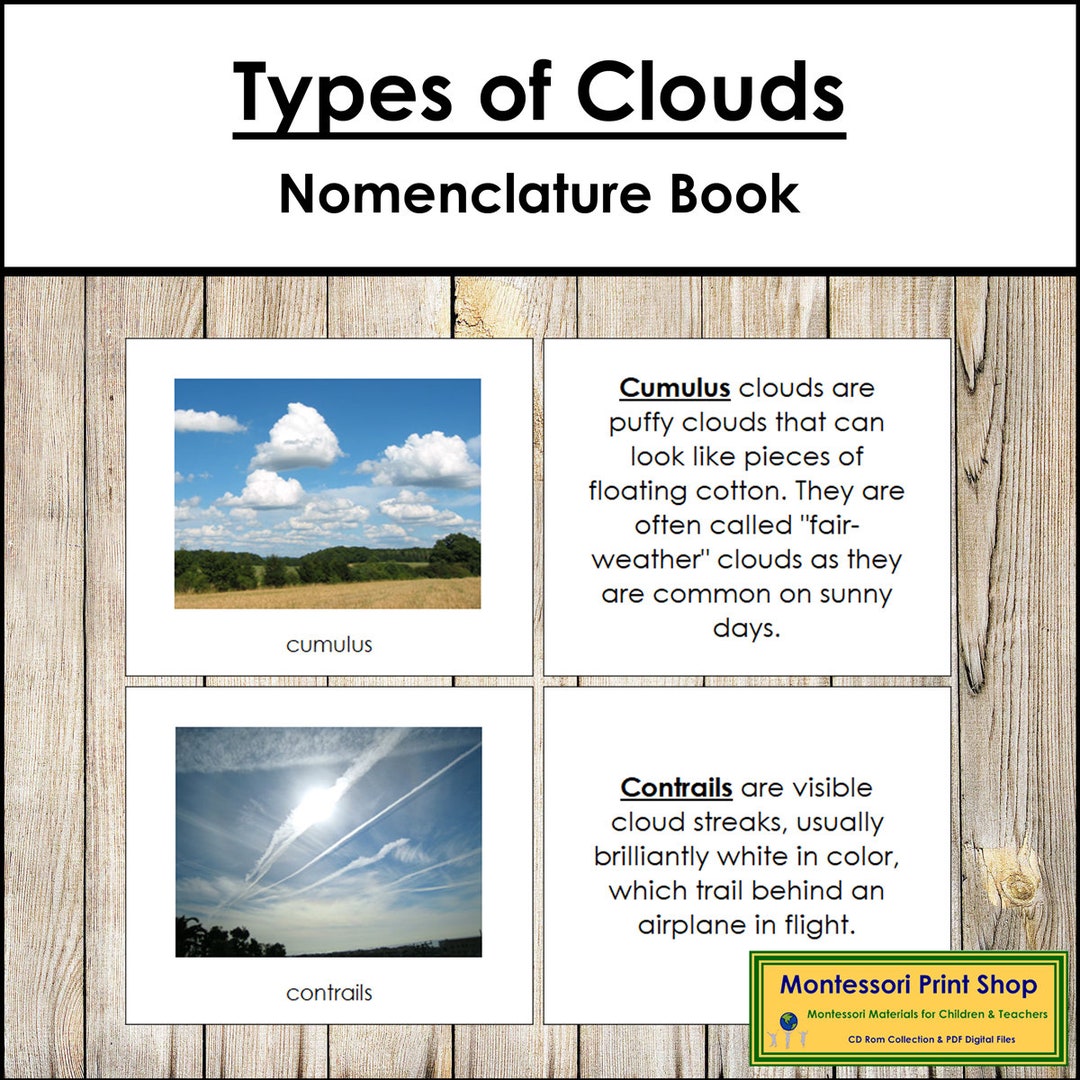 Types of Clouds Nomenclature Book - Montessori Meteorology (digital ...