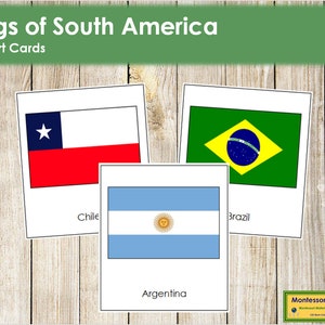 Flags of South America Montessori Continent Cards | Etsy