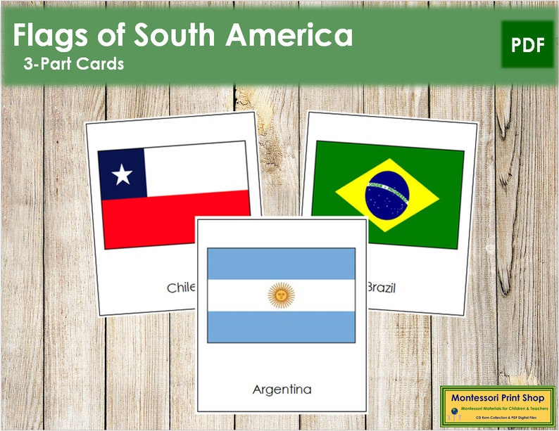Flags of South America Montessori Continent Cards | Etsy
