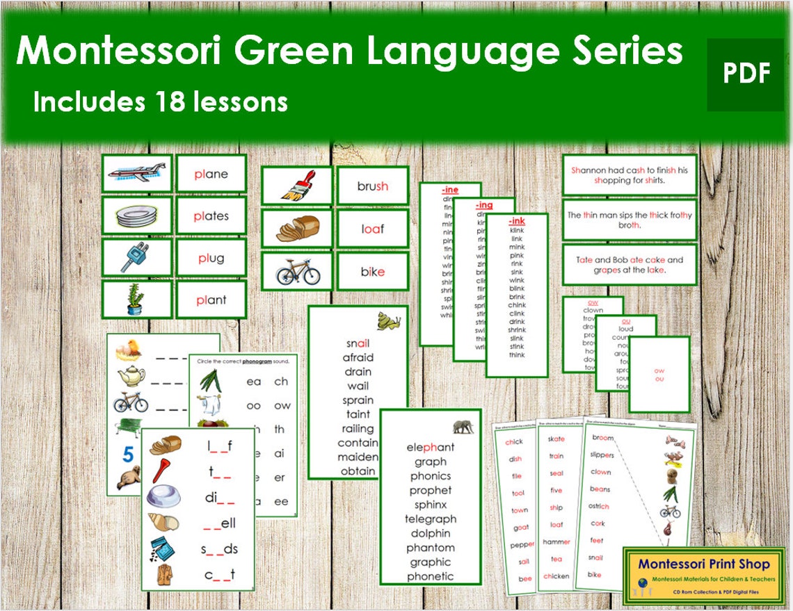 Montessori Green Phonogram Language Series Bundle CLIPART - Etsy