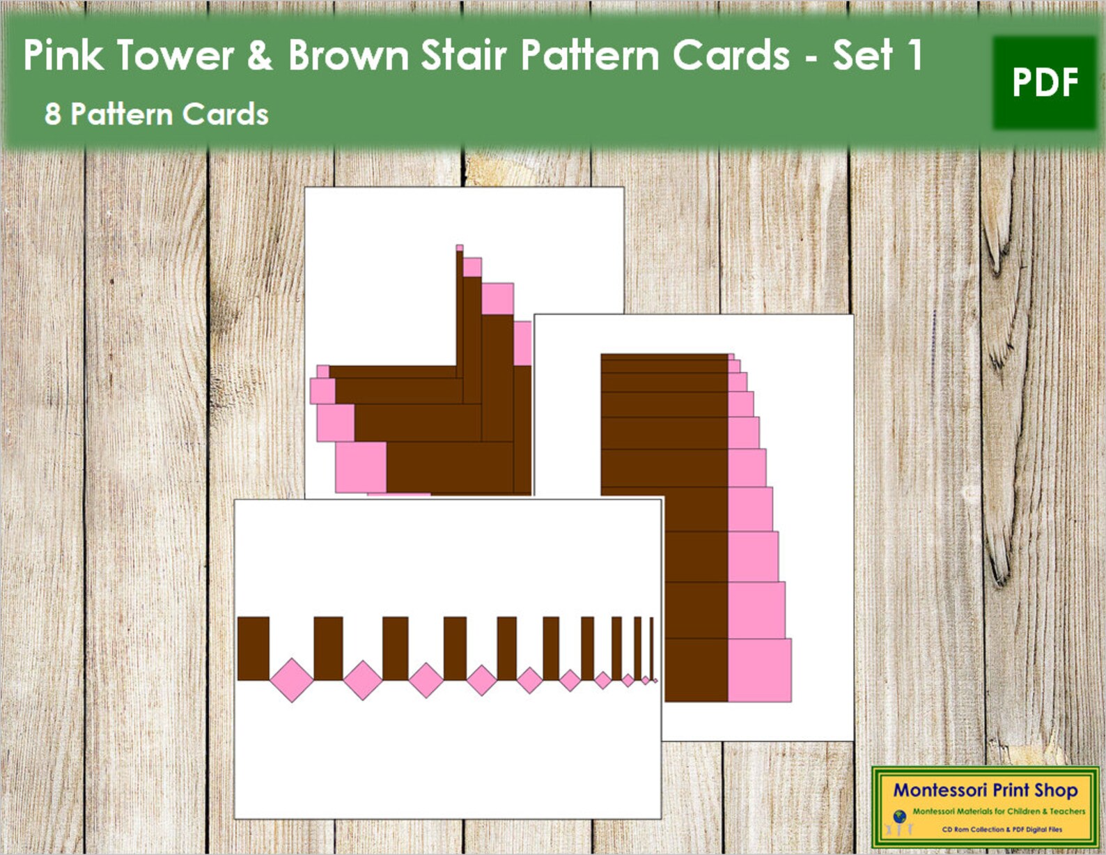 Pink Tower & Brown Stair Pattern Cards set 1 Montessori | Etsy Canada