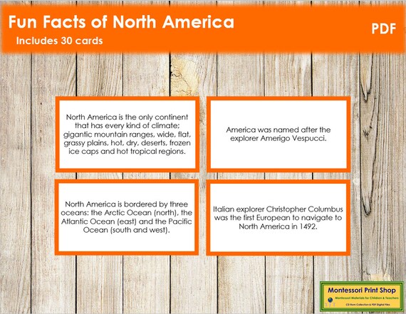 Fun Facts of North America color-coded Montessori | Etsy