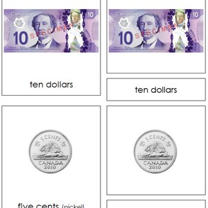 Canadian Currency Cards - Printable Montessori Cards - Digital Download ...