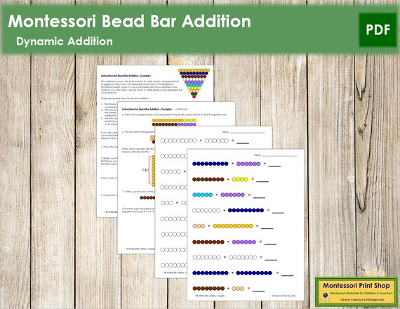 Bead Bar Addition complex Primary Math Printable | Etsy