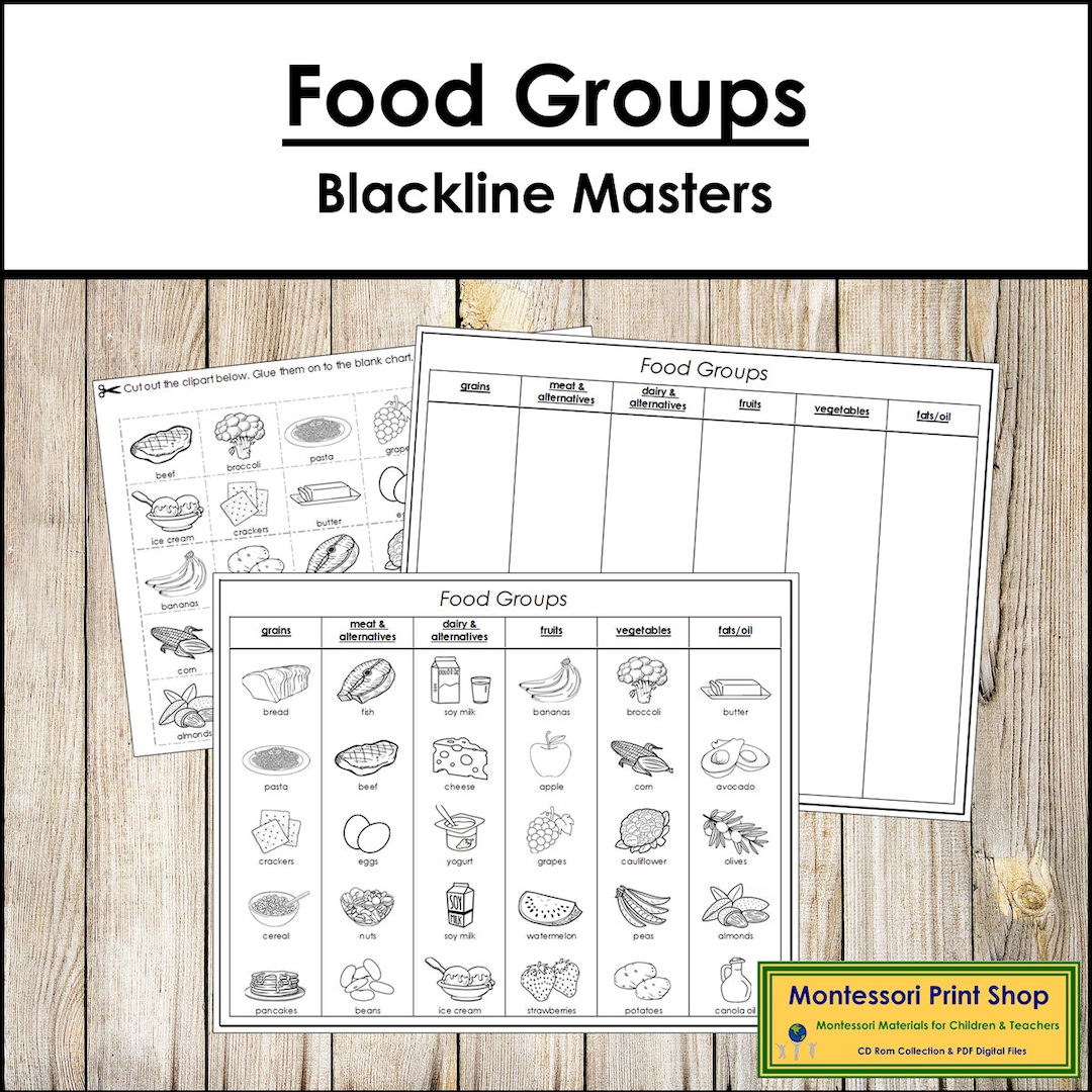 Food Groups Blackline Masters - Montessori Science - Printable ...