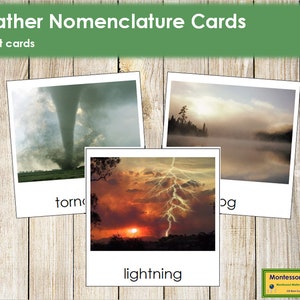 Types of Weather Nomenclature 3-part Cards Science | Etsy