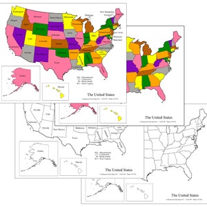 Maps of the United States of America (color & Blackline) - Montessori ...