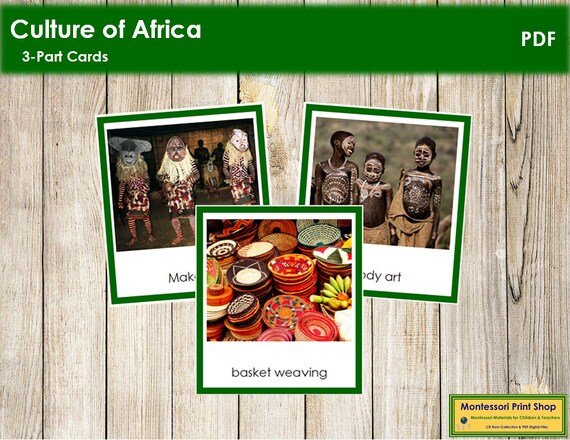 Culture of Africa color-coded Montessori Continent Cards | Etsy